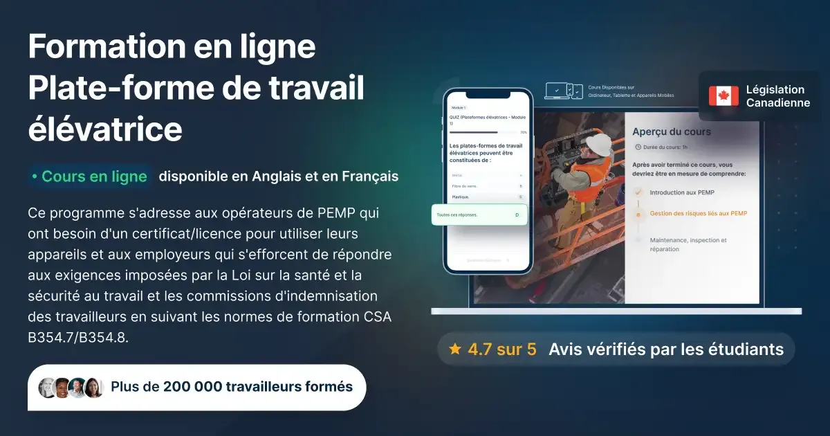 Plate-forme de travail élévatrice Cours de formation en ligne et certification