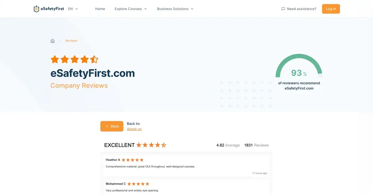 eSafetyFirst Learners Verified Reviews