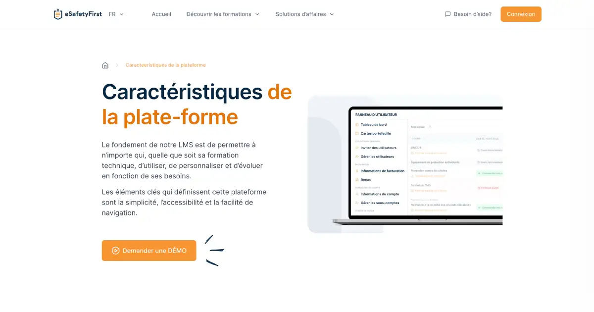 eSafetyFirst Caractéristiques de la plate-forme